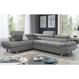 Fun Möbel Ecksofa Sofa panos Stoff Esito Grau mit Schlaffunktion Ottomane Links