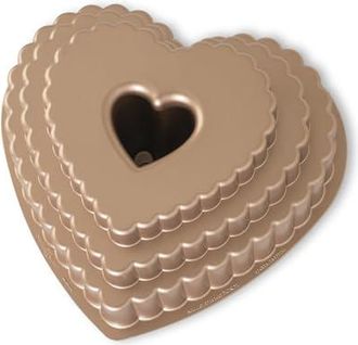 Nordic Ware NordicWare Backform Herz-Kranz, gestuft - Herzbackform, Aluminium, Silber, 26,7 x 25,4 x 11 cm, 1 Einheiten