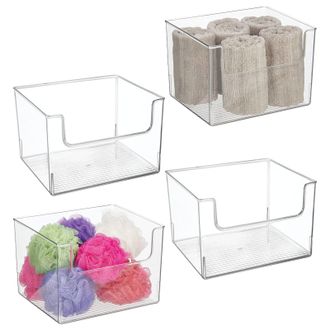 mDesign Aufbewahrungsbox f&uuml;r das Badezimmer - Bad Organizer aus Kunststoff - praktische Badablage f&uuml;r Kosmetik, Hygieneartikel, Medikamente usw. - 4er-Set - d