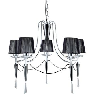 Searchlight Searchlight - Duchess - Plafonnier &agrave; 5 ampoules &agrave; bras multiples, chrome, chrome noir avec abat-jour, G9