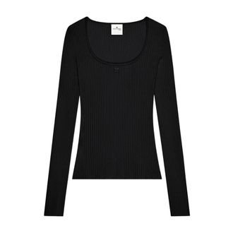 Courr&egrave;ges Damen, Strickwaren, Schwarzk, LGr&ouml;&szlig;e