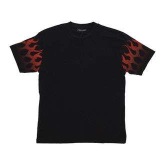 Vision Of Super Flames Tee Schwarz/Rot Kurzarm T-Shirt - - Tops - Herren - Schwarzk - XL