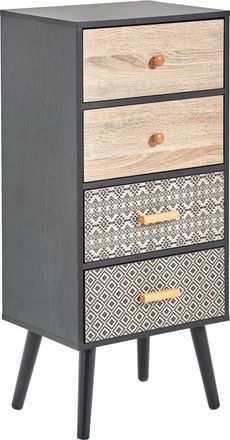 CARRYHOME Kommode, Mehrfarbig, Schwarz, Holz, Kiefer, massiv, 4 Schubladen, 38x84.7x29 cm, Beim&ouml;bel erh&auml;ltlich, stehend, Garderobe, Garderoben Kommoden