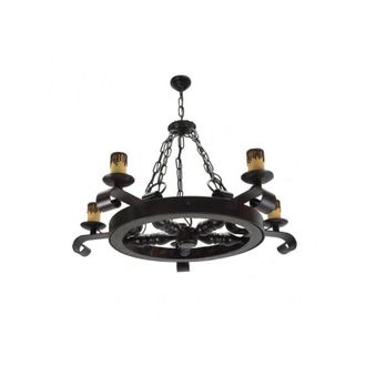 Fabrilamp Lampe de Ceiling Rustic Wheel 5 Lights. 5xE27 60w. Mesures 68x55cm