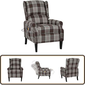 vidaXL Massagesessel Verstellbar Braun Stoff - Massage Stuhl - Relaxsessel - Elektrischer Massagestuhl - Heizbarer Sessel - Fernsehsessel