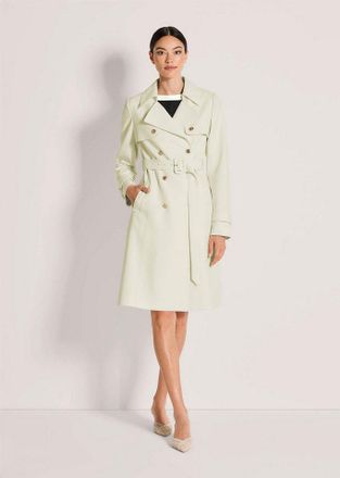 Madeleine Trenchcoat Eleganter Zweireiher mit breitem Reverskragen Zeitloser Mantel mit goldfarbenen Kn&ouml;pfen, Bindeg&uuml;rtel, &Auml;rmelriegel