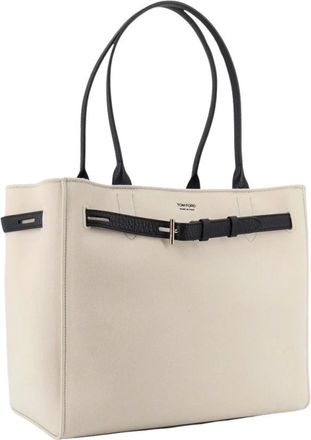 Tom Ford Femme, Sacs, Beige, Taille: ONE Size Cabas Audrey Medium en Toile et Cuir