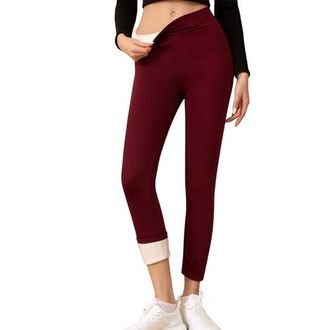 Generic Legging &eacute;pais en polaire chaude pour femme - Doublure isolante - Taille haute - Contr&ocirc;le du ventre - Pour lhiver, la course &agrave; pied, la gym, le yoga - 