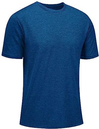KEFITEVD Chemise Sport Légère pour Homme Hauts dété à Manches Courtes T-Shirt dentraînement Respirant,Bleu Moyen, 2XL