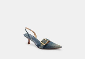 Coach Margot Slingback Aus Denim Im Used-Look
