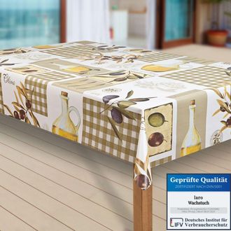 Laro Wachstuch-Tischdecke Abwaschbar Garten-Tischdecke Wachstischdecke PVC Plastik-Tischdecken Eckig Meterware Wasserabweisend Abwischbar |46|, Muster:Oliv