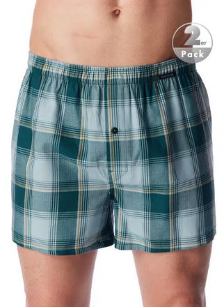 Schiesser Herren Boxershorts blau Baumwolle Gemustert