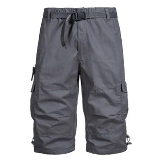 Generico Short d&eacute;t&eacute; d&eacute;contract&eacute; pour homme avec plusieurs poches, gris fonc&eacute;, XXL