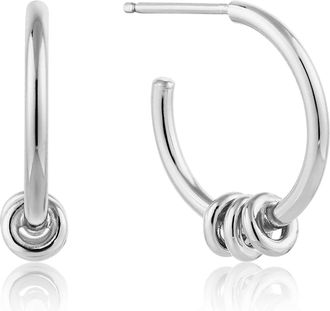 Ania Haie Damen Ohrring MODERN MINIMALISM Hoops aus 925 Sterling Silber, besetzt mit drei silbernen Ringen, Gr&ouml;&szlig;e: 1,6cm, inkl. Geschenkverpackung