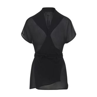 Rick Owens Femme, Blouses et Chemises, Noir, Taille: 38 FR Wrap SS Top