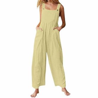 Generic Combinaison &eacute;l&eacute;gante pour femme - Col en U - Salopette sans manches - Jambes larges - Avec poches - D&eacute;contract&eacute;e - Coupe ample - Couleur unie - Une pi