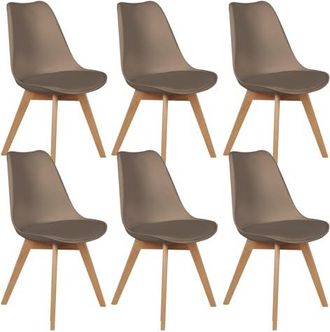 Altobuy MEDALINE - Lot de 6 Chaises Scandinaves Taupe