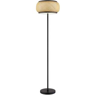 Globo Lighting Lampadaire de bureau en bambou noir CCT LED fonction m&eacute;moire H 146 cm