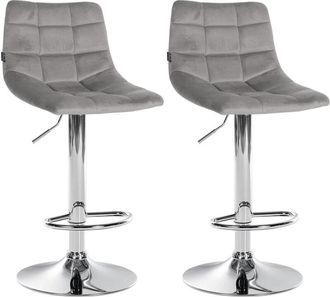 Clp 2er Set Barhocker Jerry Samt grau chrom