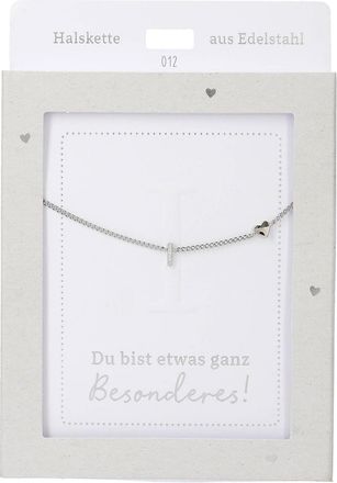 Depesche 13895.12 Halskette mit Buchstabe I und Herz, versilbert, variabel in der Länge tragbar (42 cm + 5 cm), als Geschenk oder kleine Aufmerksamkeit