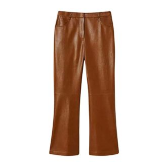 Twinset Pantalon &eacute;vas&eacute; en similicuir - Femme - Pantalons - Brun - Taille: 36 FR