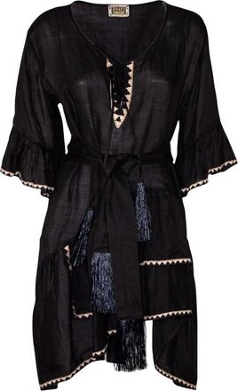 PHO Firenze Femme, Robes, Noir, Taille: 40 FR Robe Courte en Ramie