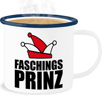 Shirtracer Emaille Becher Blechbecher - Karneval & Fasching - Tassen - Faschingsprinz - 300 ml - Weiß Blau - fasching- köln carnevale karnevals faschings verklei