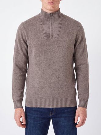Barbour Pullover mit Stehkragen und halbem Rei&szlig;verschluss aus reiner Wolle