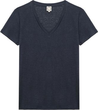 Ines De La Fressange Femme, Tops, Bleu, Taille: 38 FR Apolline linen T-shirt