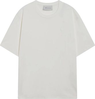 Ami Homme, Tops, Blanc, Taille: L De Coeur T-Shirt en coton gaufr&eacute;