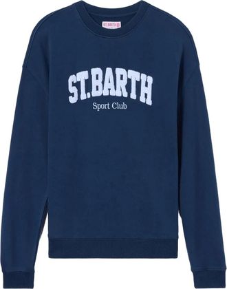 MC2 Saint Barth Femme, Sweatshirts et sweats &agrave; capuche, Bleu, Taille: 40 FR Cotton Fleece Crewneck SweaT-shirt