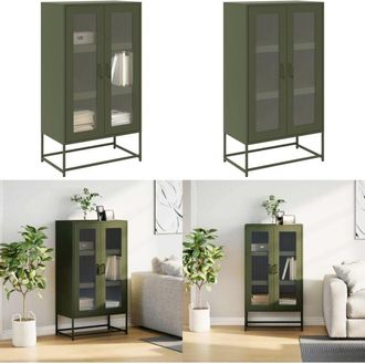 vidaXL Buffet haut vert olive 68x39x123 cm acier - Vidaxl