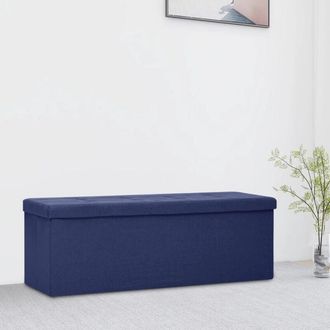vidaXL Banc de rangement pliable Bleu Faux lin Vidaxl