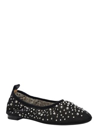 Tory Burch Womens Black Ballet Flats With Crystal Accents Nylon Ballerina Shoes