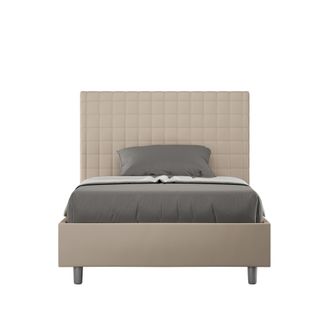 Les Tendances Letto Singolo Con Rete Imbottito 100x210 Similpelle Tortora Sunny
