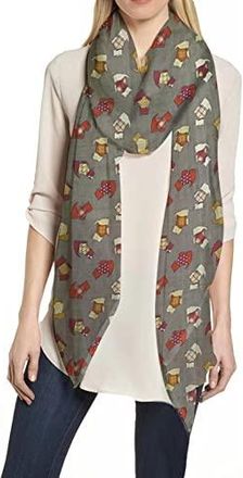 Lina & Lily &Eacute;charpe Ch&acirc;le Foulard Femme Bufanda Imprim&eacute; Chiens - Terrier &Eacute;cossais (Gris clair)