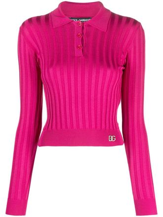 Dolce & Gabbana chemise nervur&eacute;e &agrave; plaque logo - Rose