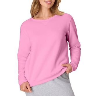 Hanes EcoSmart Chandail en Molleton &agrave; col Ras-du-Cou, Encoche en V pour Femmes, Spirited Pink, Medium