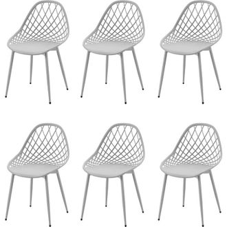 Eggree Eggree - Lot de 6 chaises de salle &agrave; manger en plastique - Pieds en m&eacute;tal - Hauteur dassise 43 cm - Couleur grise - Faciles &agrave; assembler