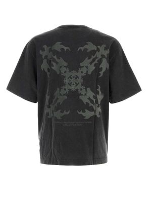 Off-white Mens Slate Cotton T-Shirt Vintage Black Exterior Exterior: T-shirts And Polos
