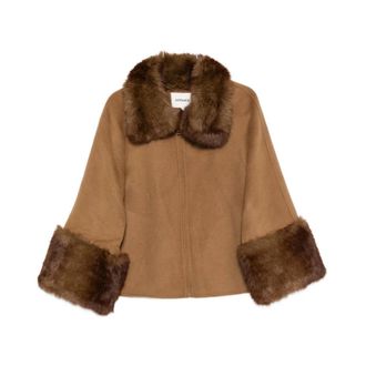 Apparis Felljacke mit Kunstpelzkragen - - Jackets - Damen - Braun - XS