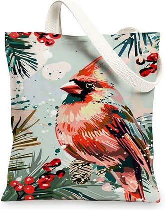 Generic Sacs fourre-tout en toile motif oiseau coloré, sacs réutilisables, impression artistique, léger, lavable, bandoulière en toile pour O, coloré, 13x15 I