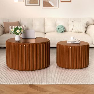 Generic Runde Beistelltische, 2er-Set, Moderne Beistelltische f&uuml;r Wohnzimmer, Keine Montage erforderlich, rundes Beistelltisch-Set, Akzenttisch f&uuml;r Schlafzimm