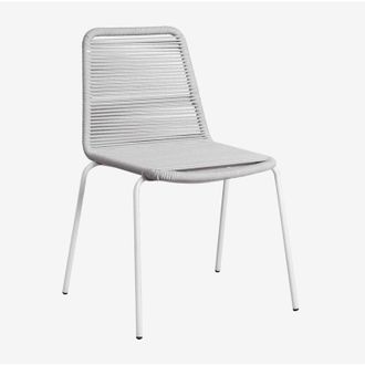 Sklum Sklum - Chaise de jardin empilable en fer et corde tressée Mileyd Gris Clair