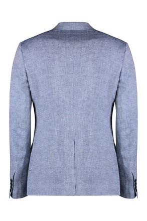 Dolce & Gabbana Mens Double-Breasted Linen Jacket Blue Suit & Dinner