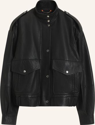 HUGO BOSS Lederjacke C_Sabea1 Regular Fit schwarz