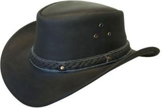 Infinity Leather Chapeau de Cowboy Australien de Style Occidental Noir en Daim Véritable