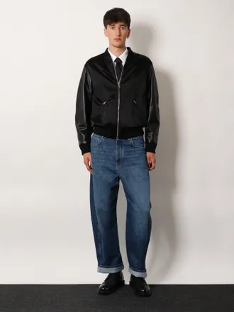 Givenchy Mens Jacket With Leather Sleeves - Black