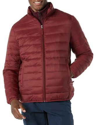 Amazon Essentials Herren Verstaubare, Leichte, Wasserabweisende Pufferjacke (Erh&auml;ltlich In Big & Tall), Dunkelrot, M