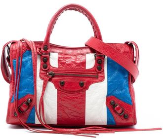 Balenciaga Hobo Bags - Small Lambskin Motocross Classic Striped City Satc - Gr. unisize - in Rot - f&uuml;r Damen